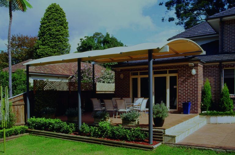 Curved batten awnings | Custom made. Fixed and retractable.